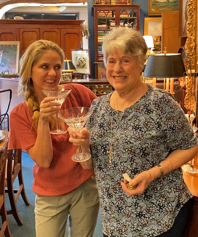 Two generations of treasure hunters toast with crystal that's seen more celebrations than Dick Clark. The joy of finding something special never ages.