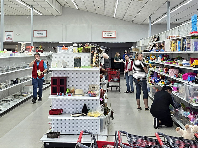 Thrift store anthropology in action&mdash;shoppers hunting with the focus of truffle pigs, each on their own quest for buried treasure.