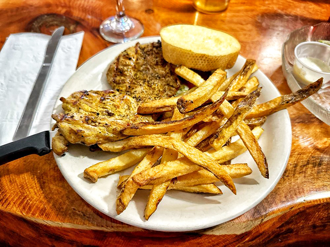 The teriyaki chicken sandwich with golden fries proves Ray's isn't just a one-trick pony. Even chicken gets the royal treatment here.