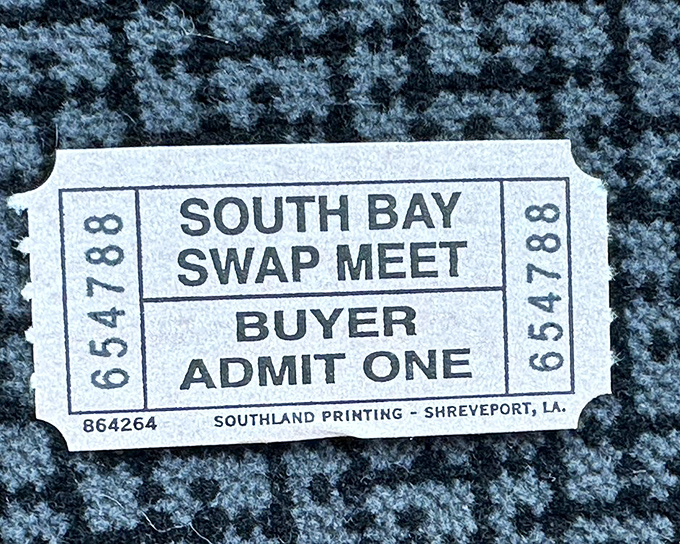The humble ticket—your passport to bargain hunting adventures at South Bay Swap Meet. Simple paper, endless possibilities.