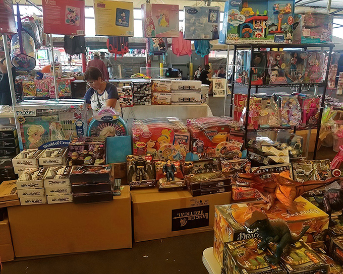 Nostalgia for sale in every aisle. This toy vendor's collection would make any collector's heart race faster than a wind-up toy on a smooth surface.