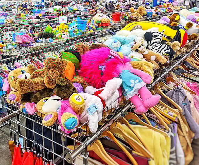 A mountain range of plush companions waiting for their forever homes &ndash; each teddy bear with a story, each tutu with dance potential.