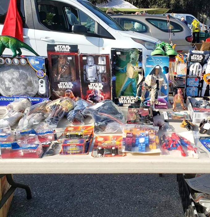 Star Wars figures stand at attention alongside vintage superheroes&mdash;a plastic army of nostalgia that turns grown adults into wide-eyed kids again.