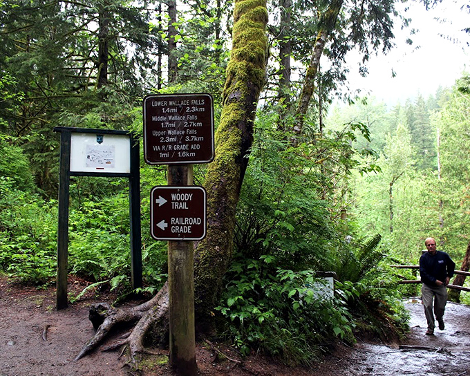 Trail signs: where mathematical calculations meet wilderness adventure. Suddenly those high school geometry classes seem useful after all!