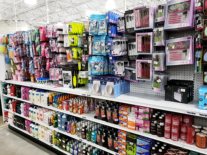 Not your average toiletry aisle&mdash;this organized wonderland of personal care products proves one person's excess becomes another's necessity.