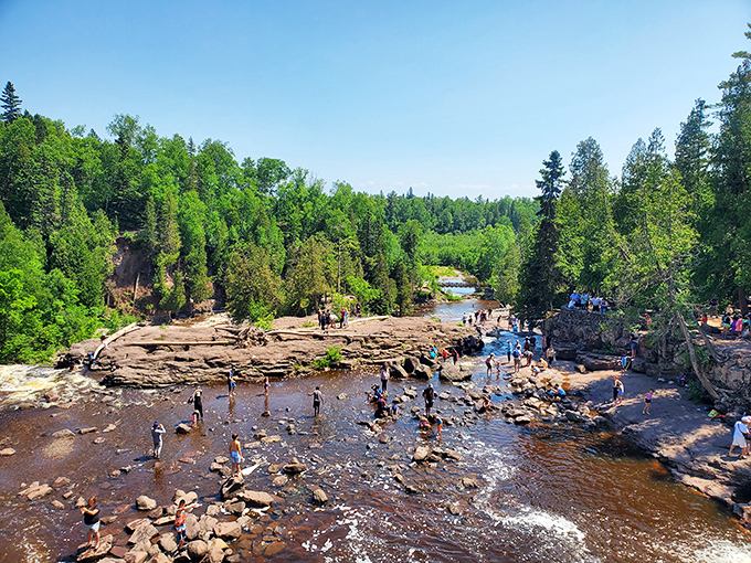 Summer brings crowds to the falls' natural playground, where kids of all ages discover that splashing in glacial meltwater beats any water park hands down.