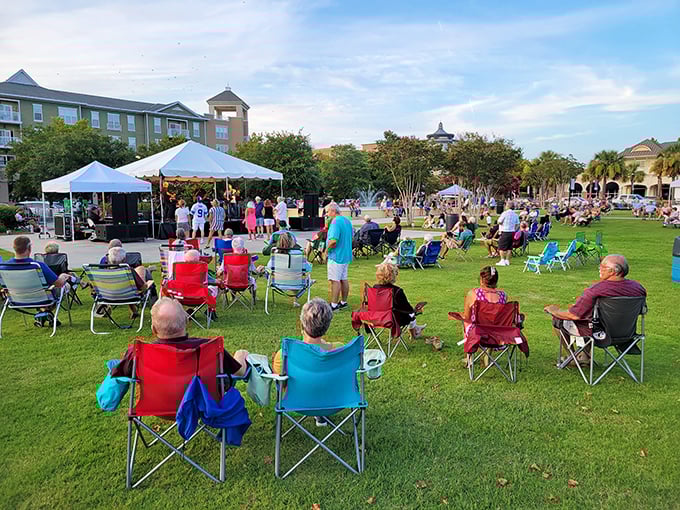 Summer concerts on the green transform shopping trips into community celebrations. The best things in life involve lawn chairs and live music.