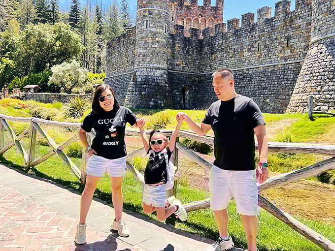 The castle provides the perfect backdrop for family photos that will confuse future generations about your European vacation.
