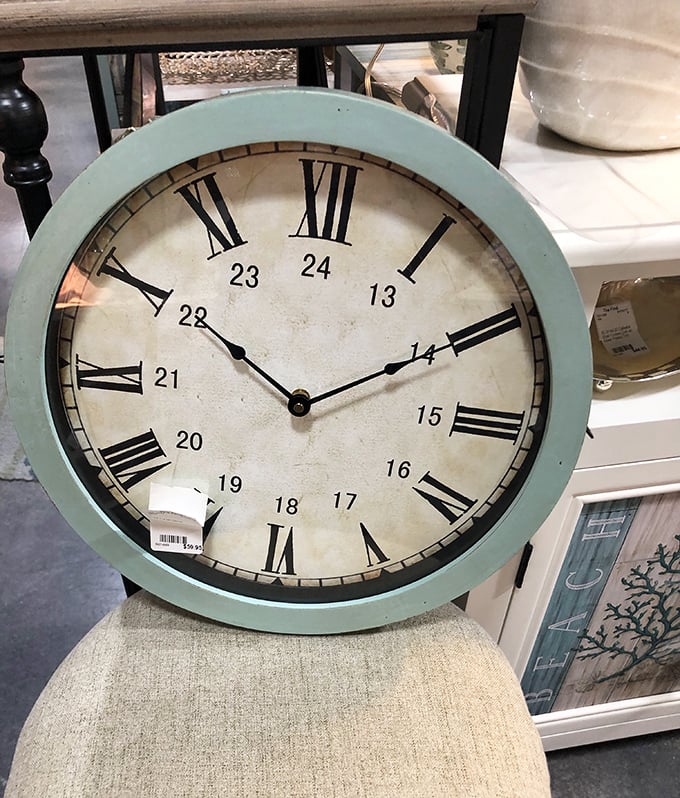 This vintage-style clock reminds you that time flies, especially when you're discovering furniture deals that won't last forever.