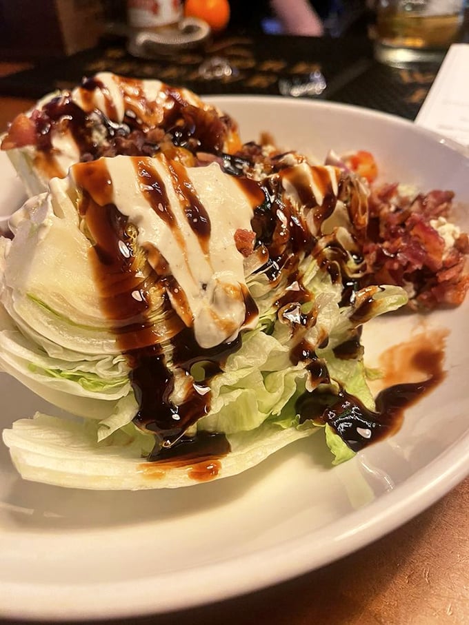 The wedge salad&mdash;that steakhouse classic reinvented. Crisp iceberg drizzled with balsamic glaze and blue cheese dressing proves simplicity can be revolutionary when done right.