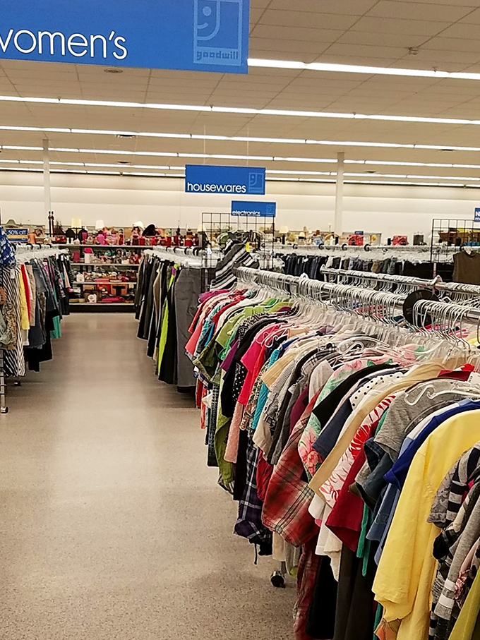 The women's department stretches toward the horizon like a textile rainbow. Each hanger potentially holds your new favorite outfit.