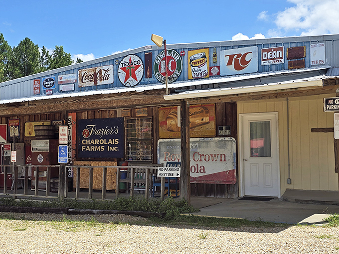 The rustic charm of 49 Flea Market's vintage signage tells stories of simpler times gone by.