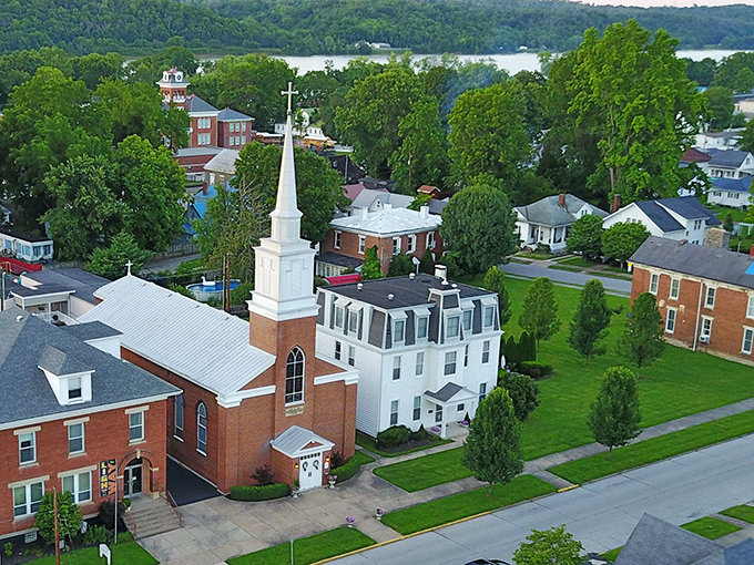 Main Street here runs straight as an arrow, lined with buildings that have weathered decades with dignity.