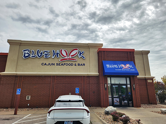 Blue Hook's modern storefront hints at the Louisiana-style seafood adventure waiting to spice up your typical Kansas dining routine.
