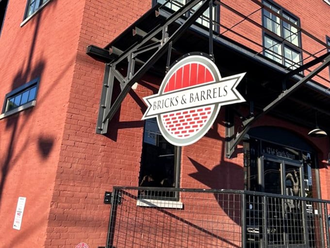 Bricks & Barrels' bold sign against that red brick building promises urban sophistication with a side of perfectly aged beef.