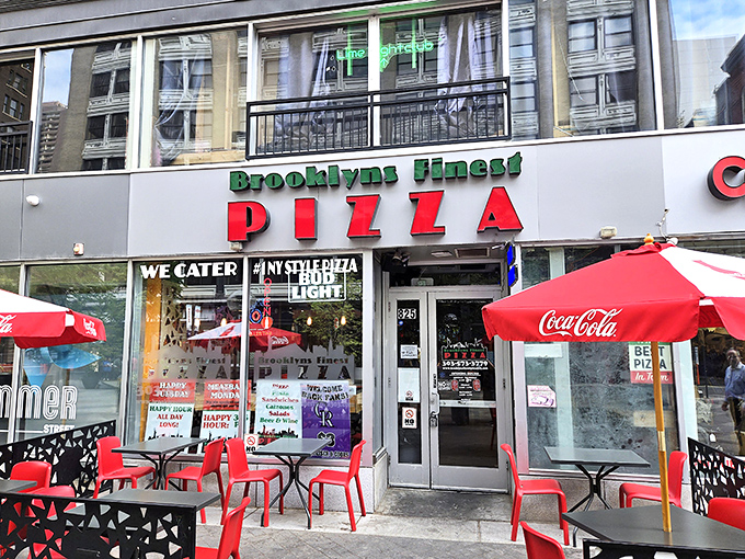 Downtown Denver energy meets authentic New York slice culture on the bustling 16th Street Mall.