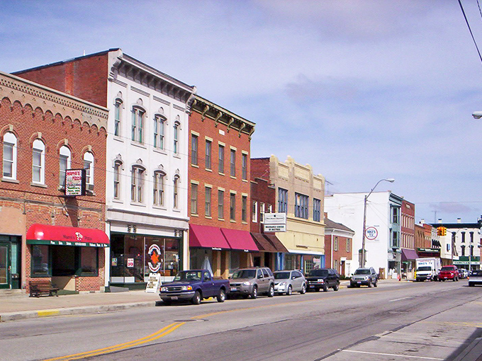 Downtown Bucyrus captures small-town Ohio charm with colorful storefronts, friendly shops, and a relaxed atmosphere perfect for a weekend stroll.