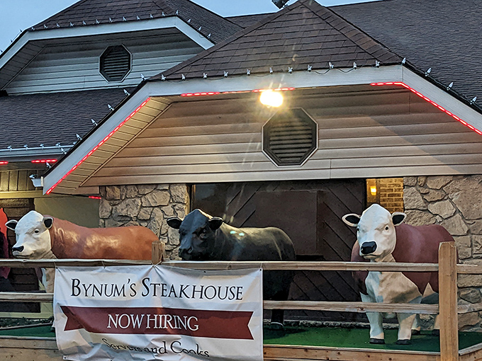 Those life-sized cow statues aren't just cute&mdash;they're Bynum's way of saying "We take our beef seriously, but not ourselves."