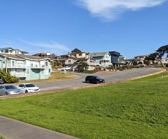 Cambria's rolling green landscape creates the perfect pastoral setting where coastal homes nestle among California's gentle hills.