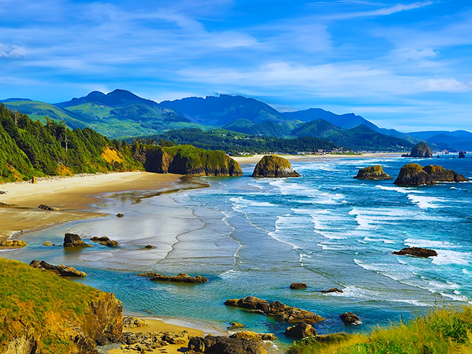 Cannon Beach's famous Haystack Rock creates tide pools that turn every low tide into treasure hunting.