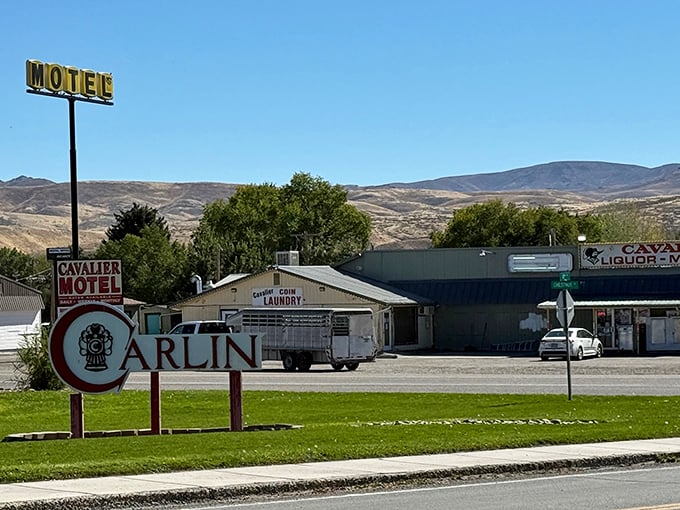 Welcome to Carlin, where the "Cavalier Motel" sign has probably seen more Nevada history than most history books. Small town, big character.