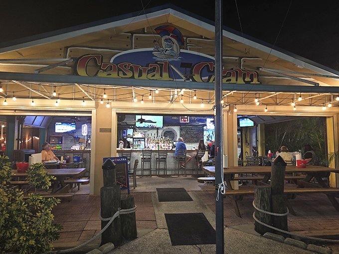 Casual Clam: String lights and open-air dining create the perfect backdrop for chowder that deserves its own spotlight.