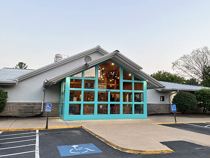 That turquoise entrance welcomes you like an old friend who happens to fry amazing catfish.