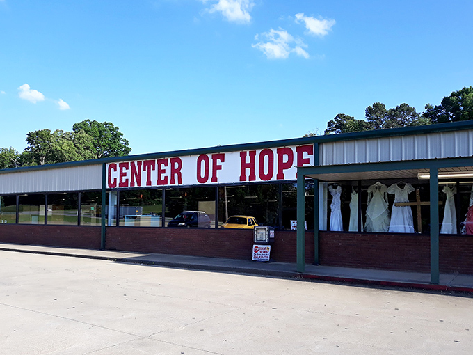 Wedding dresses in the window? Center of Hope knows how to catch your eye and your imagination.