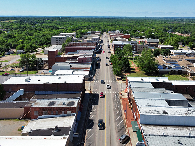 From above, Chandler's main street creates a perfect postcard view of small-town America at its finest.
