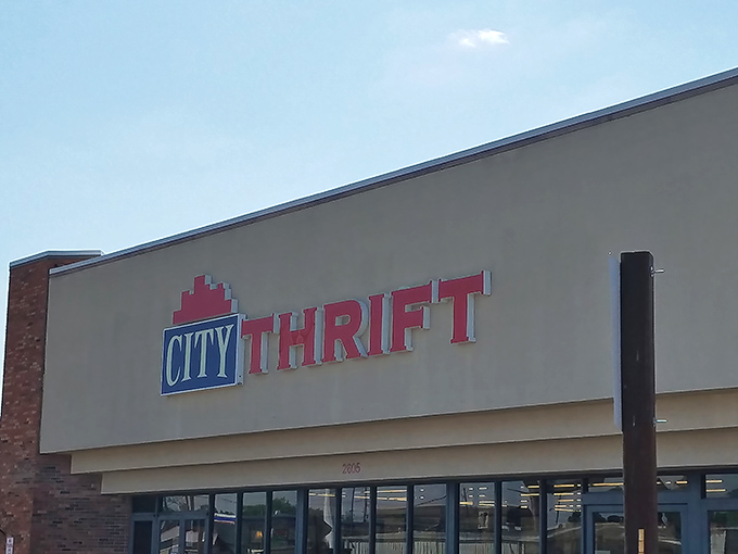 City Thrift&rsquo;s clean, brick-fronted exterior invites shoppers to discover big finds at small-town prices inside.