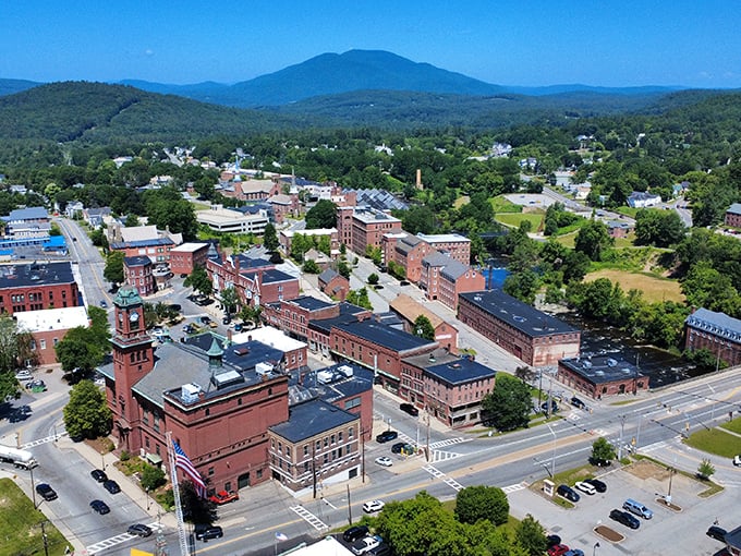 Brick buildings stand sentinel along quiet streets where time moves at conversation speed.
