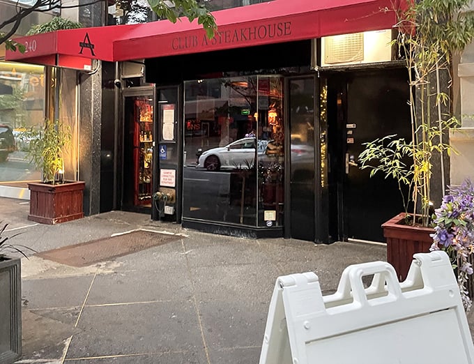 Club A's entrance glows with promise &ndash; like finding the velvet-lined steakhouse speakeasy you never knew you needed.
