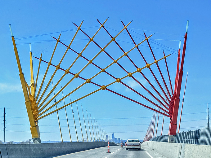 The majestic bridge connecting Council Bluffs to Omaha &ndash; cross over for the views, stay for the affordable food.