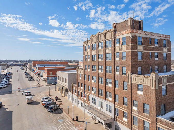 Downtown's stately buildings rise like monuments to community pride and lasting values.