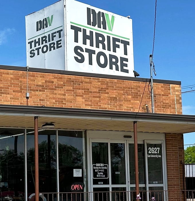 That classic brick-and-mortar charm where veterans' donations become everyone's incredible deals and steals.