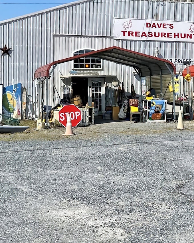 Dave's metal fortress of finds beckons treasure hunters with promises of unexpected discoveries around corners.