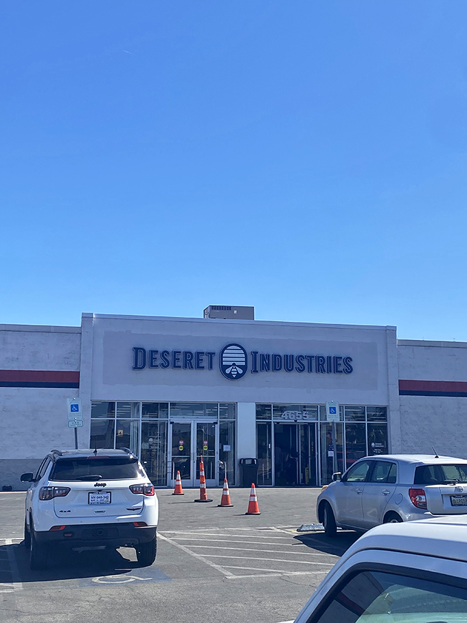 Deseret Industries' beehive logo promises a hive of activity inside &ndash; where worker bees of thrift are busy scoring deals.
