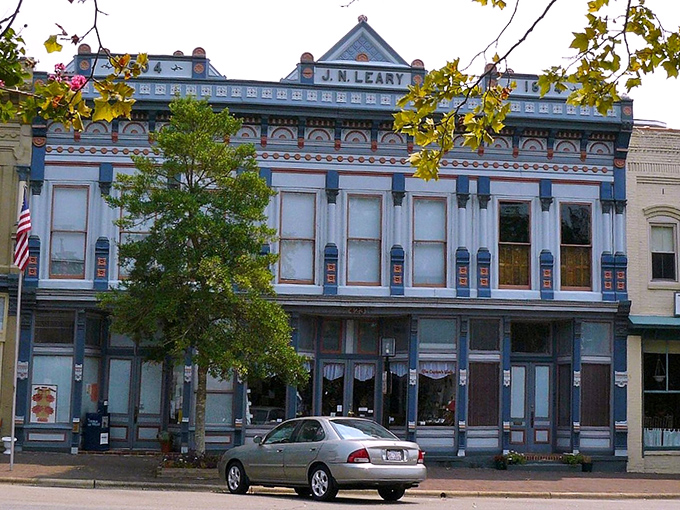 The historic J.H. Leary building in Edenton showcases the town's preserved architecture that makes it feel like a movie set.