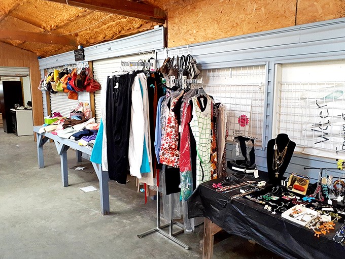 Clothing racks and jewelry displays create a fashion wonderland where style meets seriously smart savings.