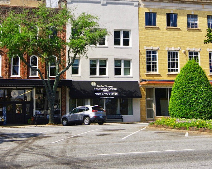 Forest City's Main Street looks like it's waiting for a 1950s convertible to cruise by while teenagers share a malt.