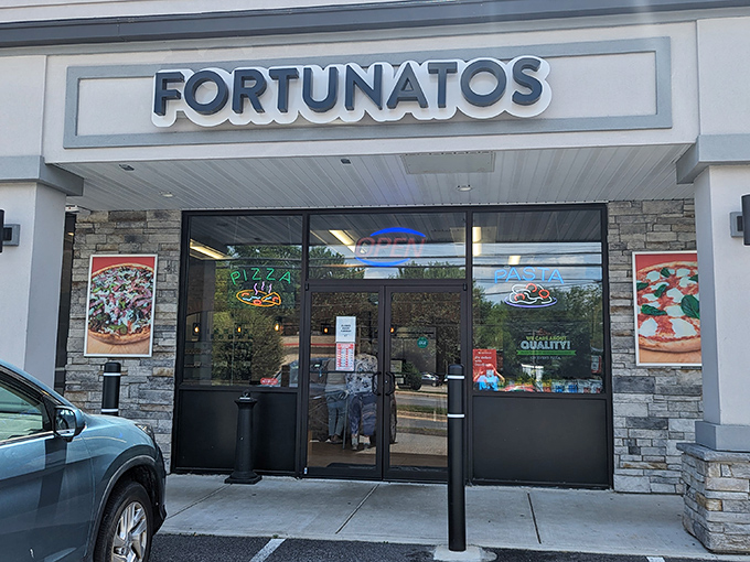 Fortunato Brothers combines modern style with old-world recipes behind this stone-accented fa&ccedil;ade.