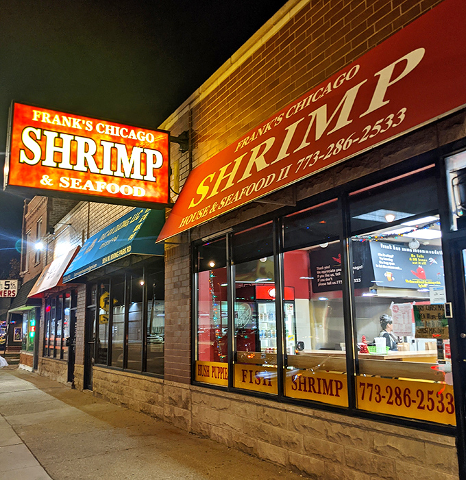 Red and yellow never looked so appetizing, especially when they're advertising fresh shrimp and perfectly fried fish.