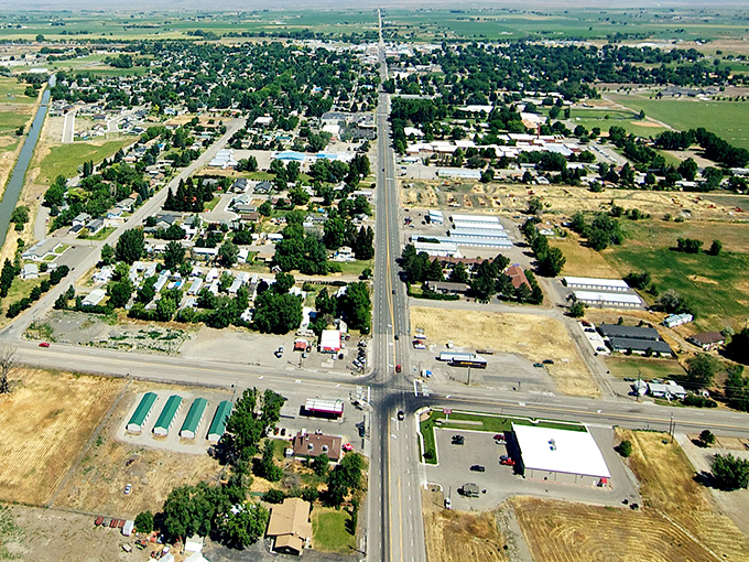 Gooding's classic American main street - where the buildings have stories and the rent doesn't require a second job.