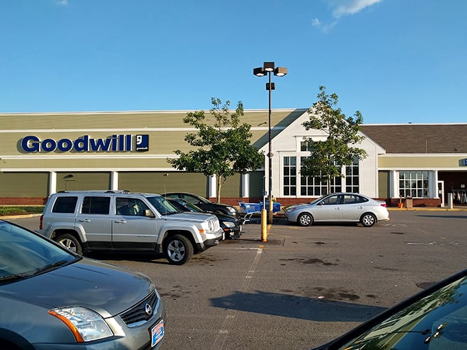 Goodwill's spacious parking lot hints at the warehouse-sized bargains waiting inside.