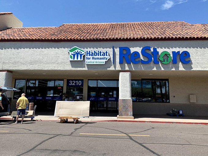 Habitat ReStore's warehouse setup hints at the home improvement treasures waiting inside those doors. 