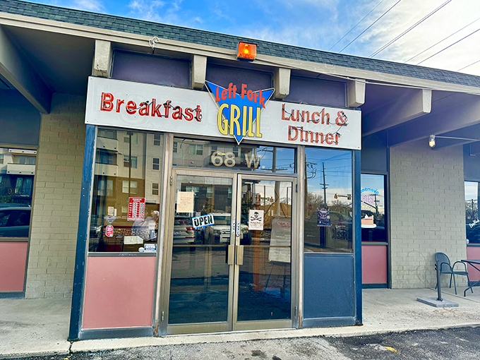 The Left Fork Grill's retro signage promises three essential food groups: breakfast, lunch, and dinner &ndash; the holy trinity of diner cuisine.