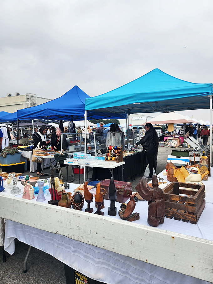 Charming booths at the Long Beach Antique Market showcase vintage treasures and handcrafted finds that make browsing a delightful adventure.