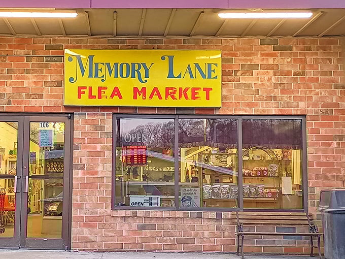 Memory Lane's brick-and-mortar time machine! That bright yellow sign might as well say "Nostalgia sold here" for generations of Iowans.