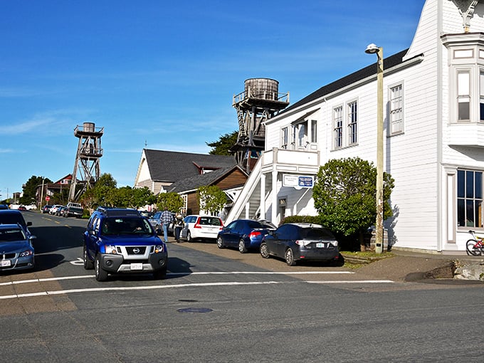 Mendocino's colorful Main Street feels like stepping into a Norman Rockwell painting with ocean breezes.