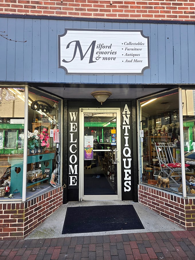 Milford Memories beckons with old-fashioned charm, where "Welcome" and "Antiques" mean exactly what they promise to deliver.